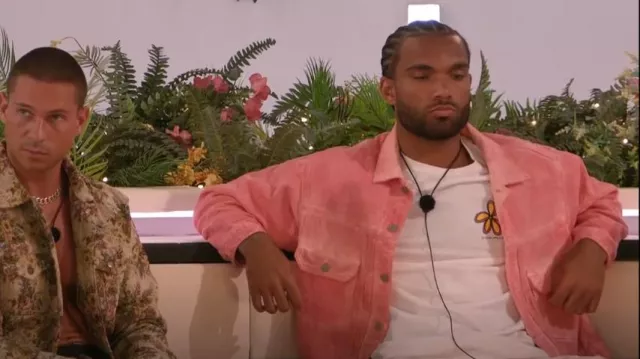 Levi's Dyed Jacquard Trucker Jacket Black White Pink worn by Reuben ...