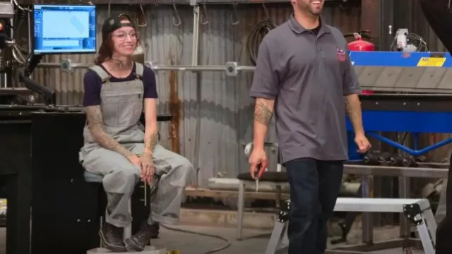 Carhartt Women's Relaxed Fit Denim Railroad Stripe Bib Overall worn by ...