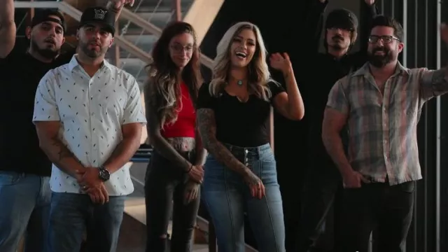 Flying Monkey High Rise Super Flare Stretch Jean worn by Lacey Blair as ...