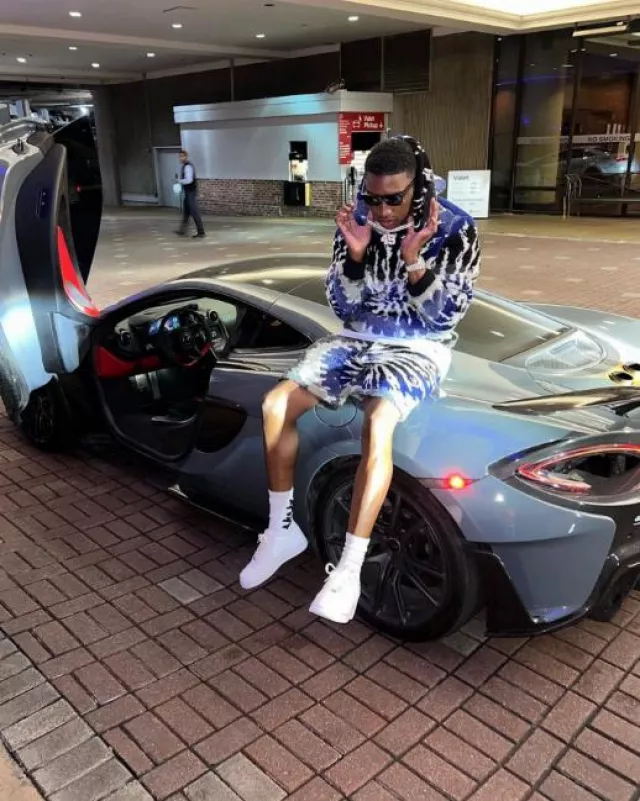 Amiri Blue & Black Tie Dye Fleece Shorts worn by Rob49 on the Instagram ...