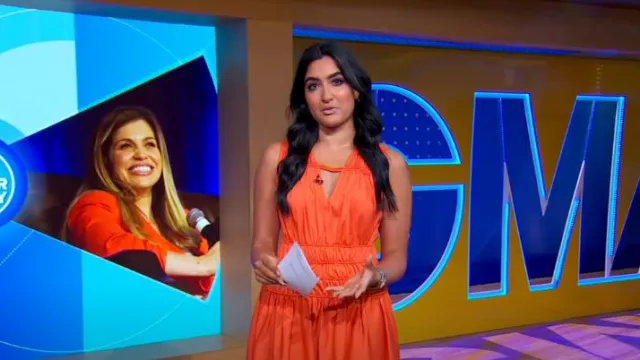 Roksanda Collective Smocked Waist Maxi Dress in Orange worn by Reena ...