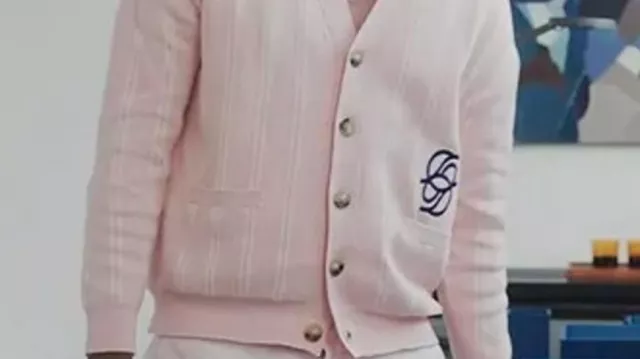 Emily in Paris Outfits: Julien (Samuel Arnold) is wearing Pink Striped ...