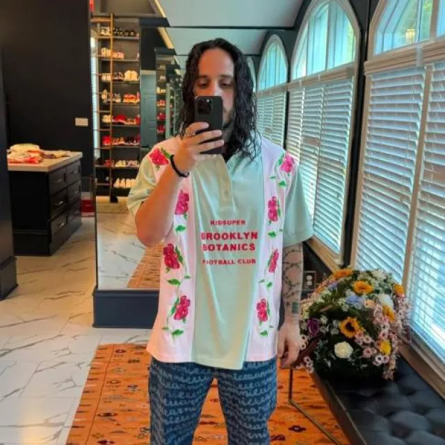 Kidsuper Studios Green & Pink Floral Brooklyn Botanics Polo worn by ...
