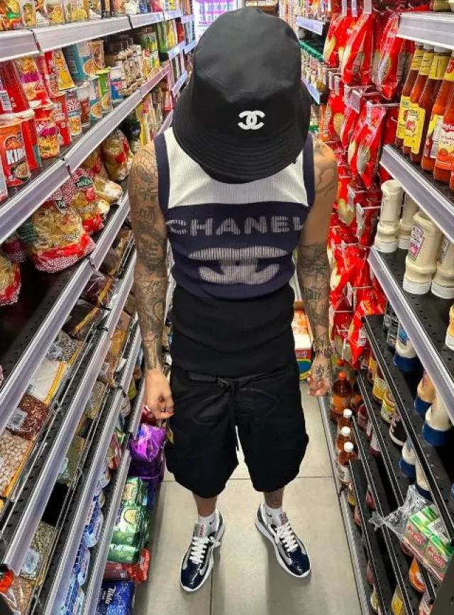 Chanel Black Pearls-CC Bucket Hat worn by Central Cee on the Instagram ...