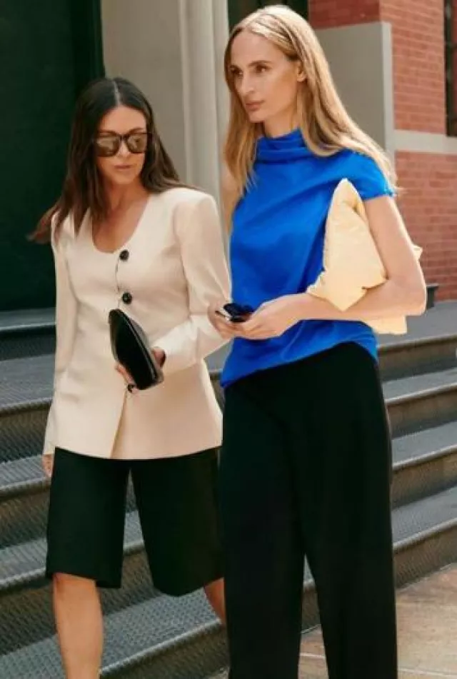 The Row Aria Draped Silk Sleeveless Top worn by Lauren Santo Domingo in New York on September 9 ...