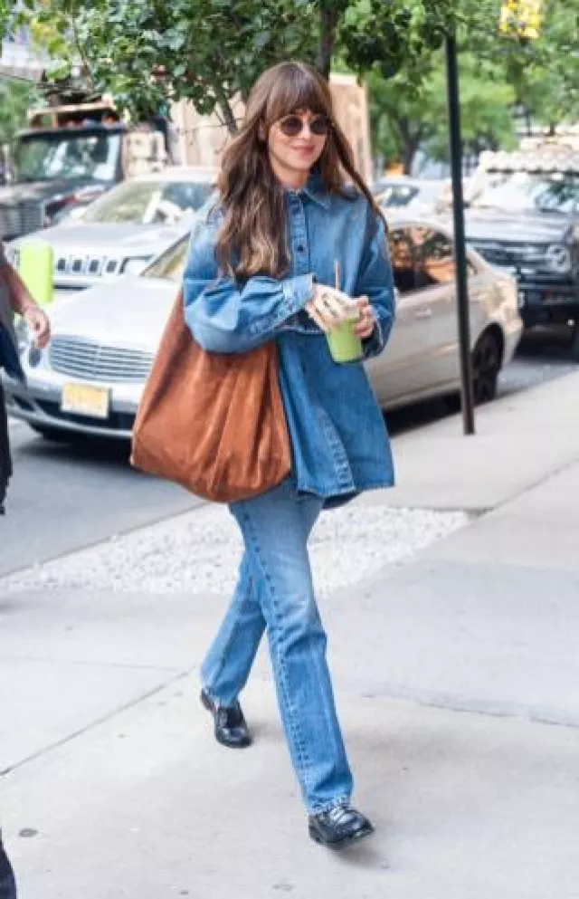 Saint Laurent Monogram Loafers worn by Dakota Johnson in New York City ...