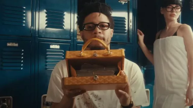 Goyard Yellow Grand Hotel Trunk Bag worn by Veeze in Babyface Ray ...