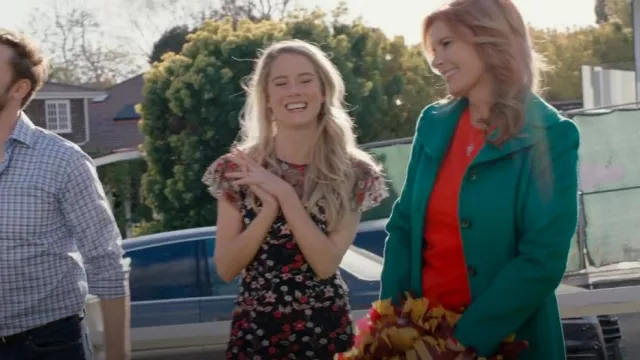 Aqua Flounced Embroidered Mesh Dress worn by Wife (Kimberly Connolly ...