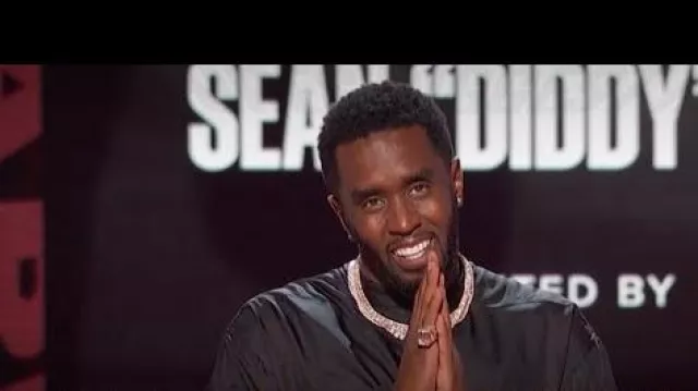 Sean Combs wears oversize black shirt top at BET Awards 2022 | Spotern