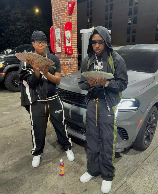 R h u d e Logo Colorblock Track Pants worn by Rob49 on the Instagram ...