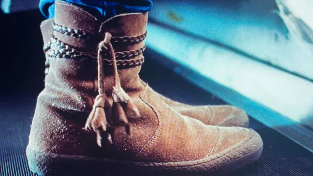 Wardrobe of Non-Stop Movie: Becca (Quinn McColgan) wears Suede Camel ...