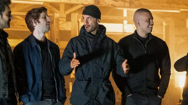 Outfits of Brassic TV series: Vinnie (Joe Gilgun) wears Nylon Jacket in ...