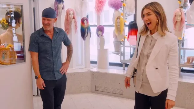 Frame Striped Contrast Trim Shirt worn by Erin Dana Lichy as seen in ...