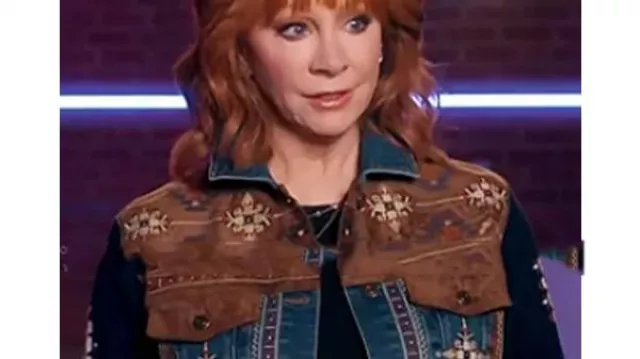 Reba McEntire wears Embroidered Suede Denim Jacket in The Voice 2024 ...