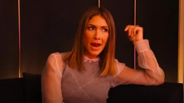 Sprwmn Oversized Sheer Button-Front Shirt worn by Erin Dana Lichy as ...