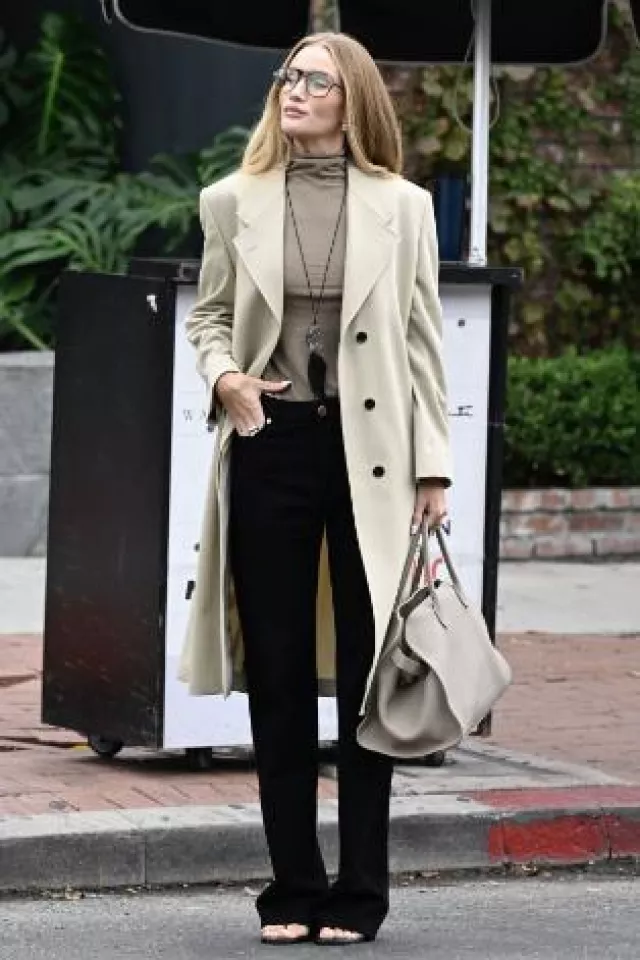 The Row Elea Coat in Wool worn by Rosie Huntington-Whiteley in Melrose ...