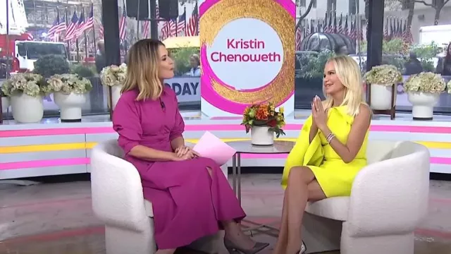 Maticevski Exclusive Prefix Cape-Sleeved Mini Dress worn by Kristin ...