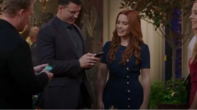 Altuzarra Rosa Midi Dress In Blue worn by Cass Beckman (Sophia Bush) as ...