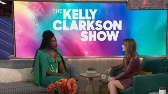 Staud Palettes Faux Leather Mini Dress worn by Kelly Clarkson as seen ...