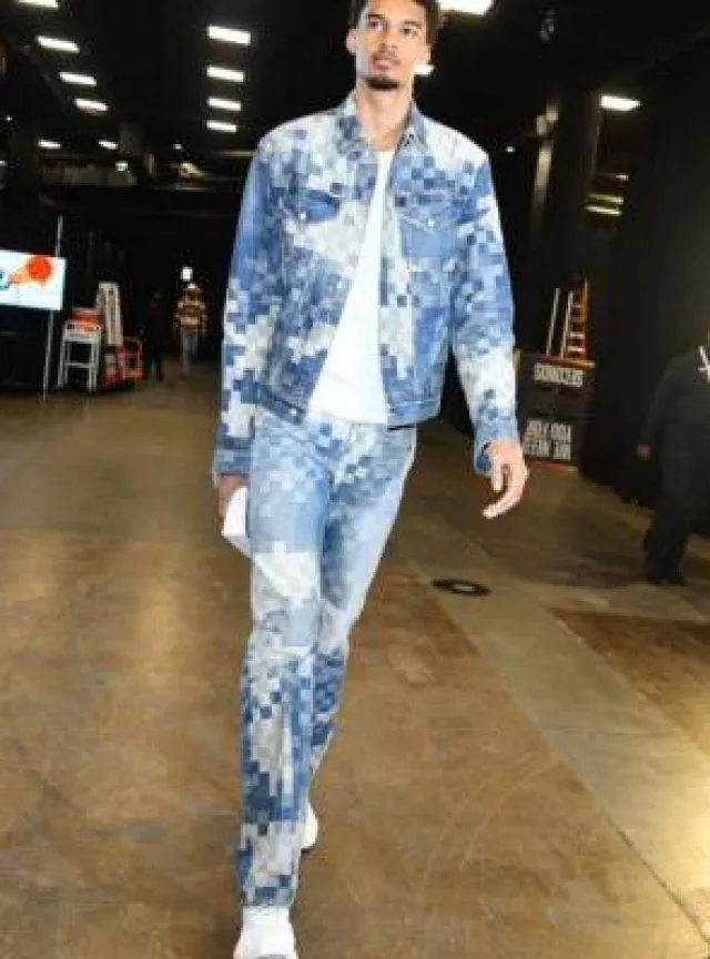 Louis Vuitton Damier Damoflage Denim Skate Pants worn by Victor ...
