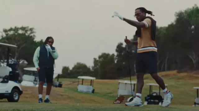 Gucci White & Navy Web Ribbed Socks worn by Gunna in Gunna - HIM ALL ...