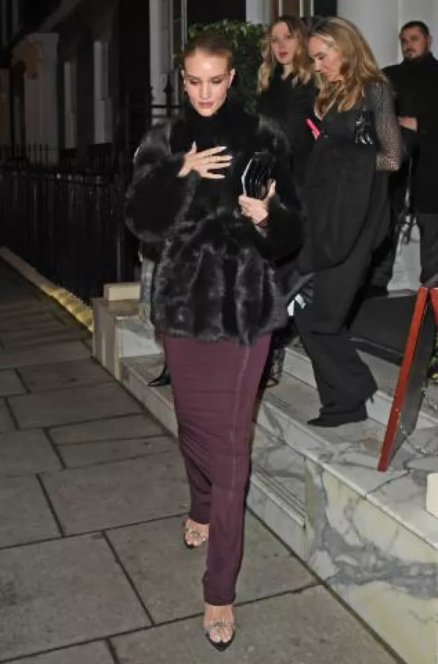 Nour Hammour Elsa Belted Shearling Coat worn by Rosie Huntington ...