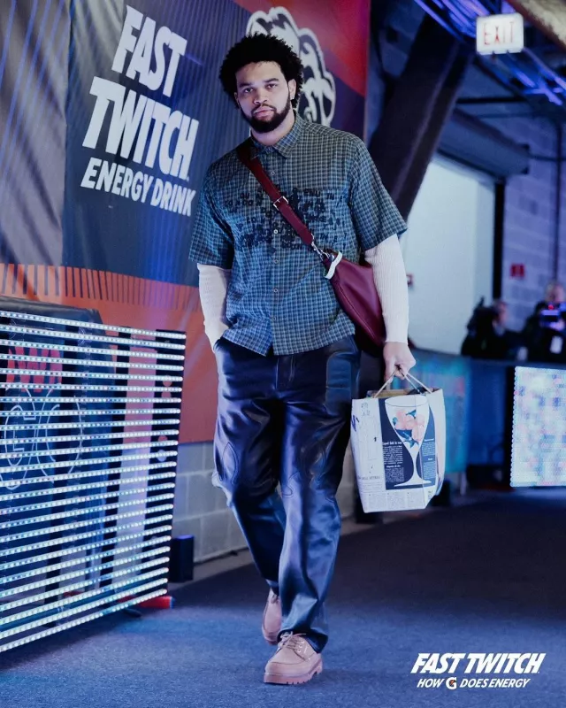 Bottega Veneta Multicolor Newspaper Print Tote Bag worn by Caleb ...