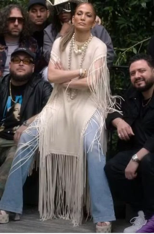 Gucci Gg Stud-Detailed Platform Sandals worn by Jennifer Lopez on her ...