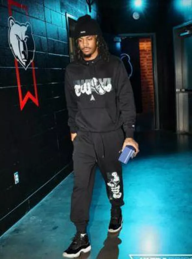 Nike x Ja Morant Black Twelve Hoodie worn by Temetrius Morant on the ...