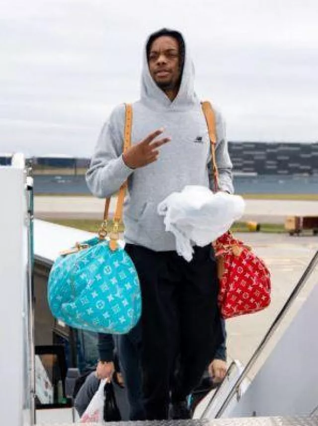Louis Vuitton Turquoise Monogram Speedy 50 Bag worn by Darius Garland ...