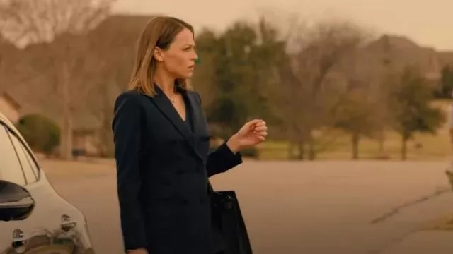 Black Double Breasted Blazer of Rebecca Falcone (Kayla Wallace) in ...