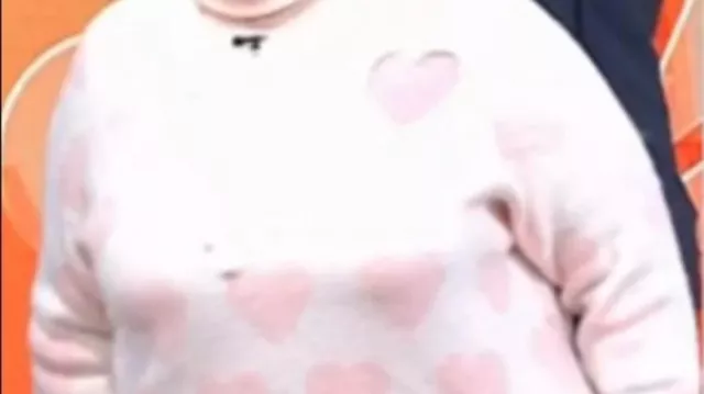 Pink Heart Sweater worn by (Betty Melvin) in Today (S67) | Spotern