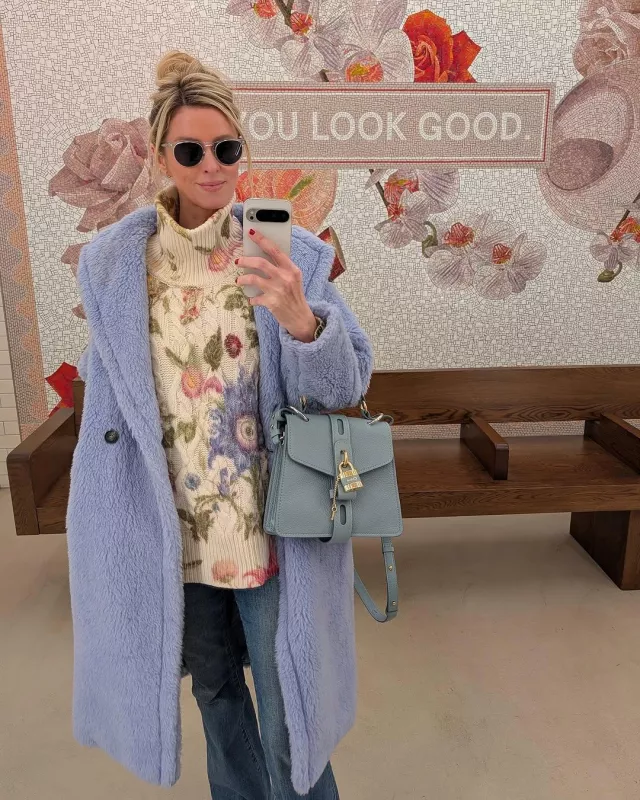 Monse Chunky Floral Wool Turtleneck Sweater in Multi worn by Nicky ...