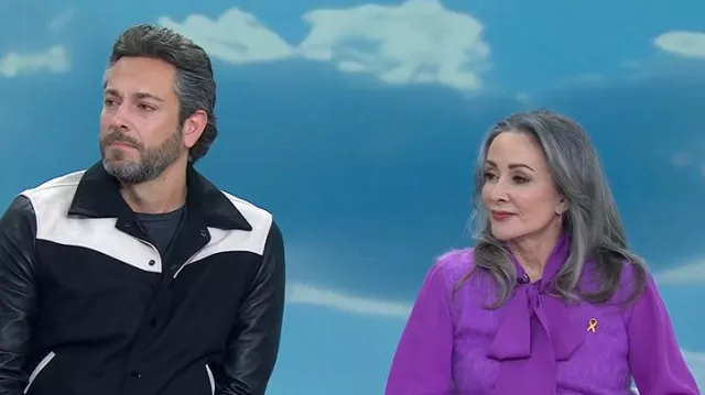 Me + Em Silk V-Neck Tie Swing Blouse worn by Patricia Heaton as seen in ...