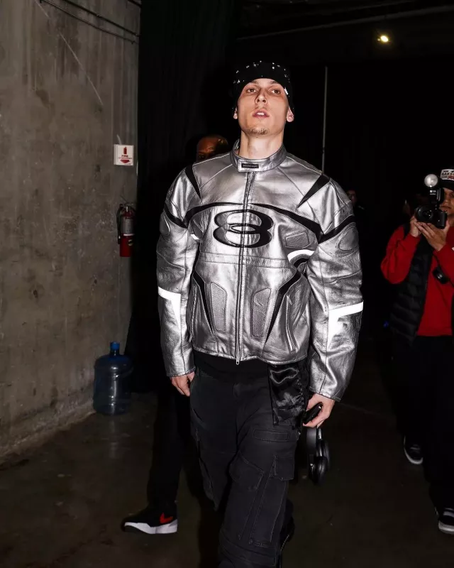 Balenciaga Silver Leather 'Unity Sports Icon' Jacket worn by Tyler ...