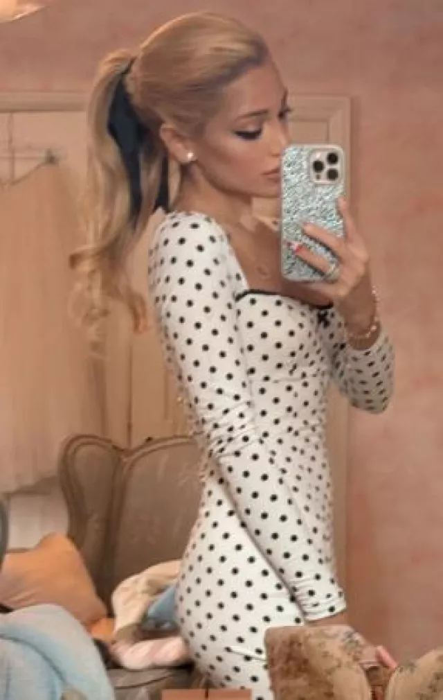 Fashion Nova Rhiannon Polka Dot Midi Dress worn by Gabi Demartino on ...