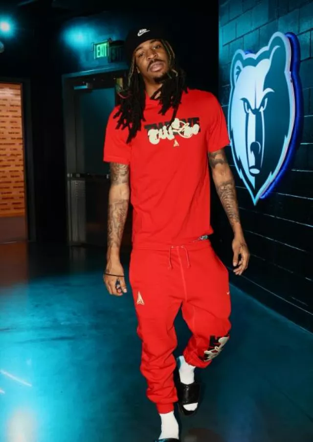 Nike Ja Morant University Red 'Twelve' T-Shirt worn by Temetrius Morant ...