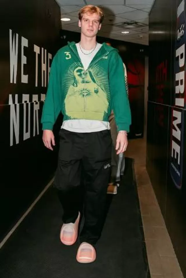 Bravest Studios Canyaon Beige Big Toe Slides worn by Gradey Dick on the Instagram account ...