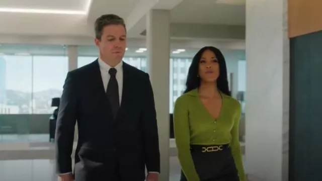 Lanvin Green Knit Cardigan worn by Erica Rollins (Lex Scott Davis) as ...