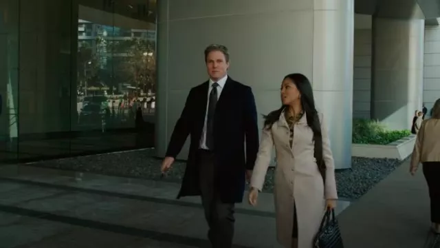 Courrèges Buckle Twill Long Coat worn by Erica Rollins (Lex Scott Davis ...