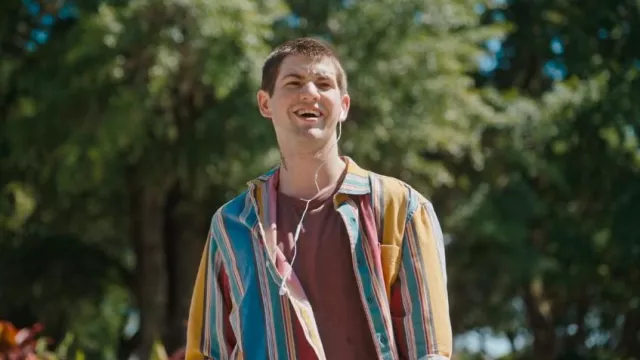 Guess Striped Long Sleeve Shirt In Sage Rust Multi worn by Pontius ...