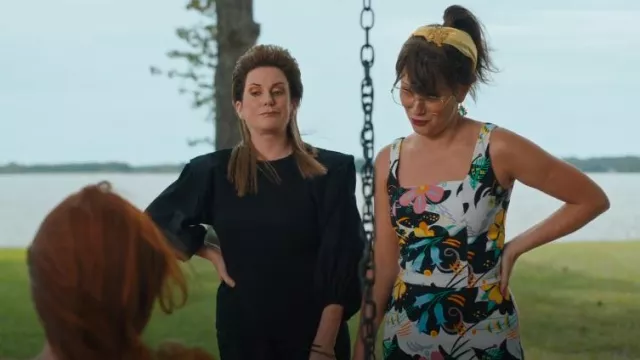 Alberto Makali Retro Floral Square Neck Mini Dress worn by Aimee-Leigh ...