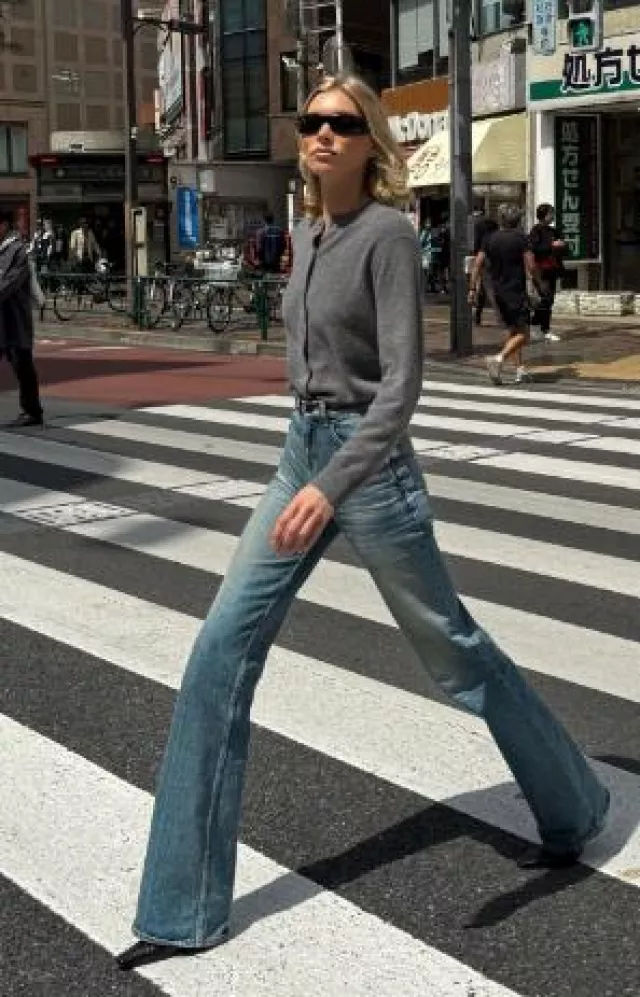 Saint Laurent 70S Jeans worn by Elsa Hosk on Her Instagram Story post ...