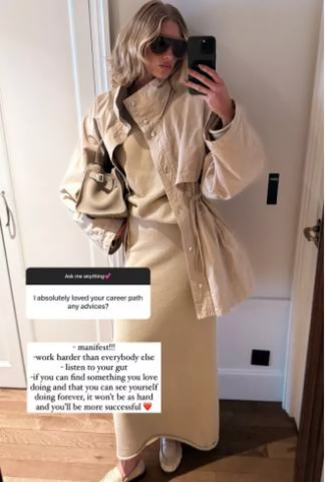 Phoebe Philo Caramel Bombe Sunglasses worn by Elsa Hosk on her ...