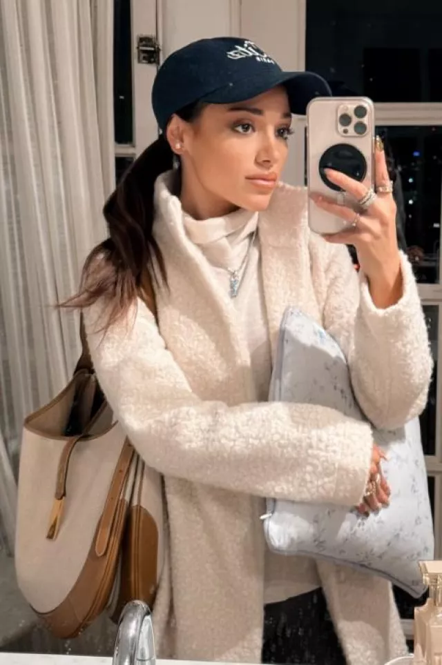 Loveshackfancy Linen Throw Pillow in Water Lily worn by Gabi DeMartino on her Instagram Story on ...