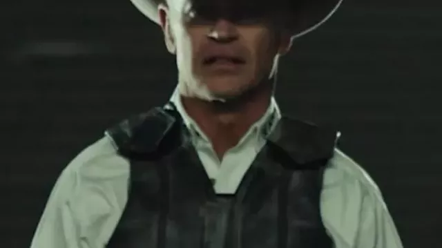 The Last Rodeo Joe Wainright Black Leather Vest worn by Joe Wainright ...