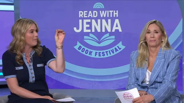 Blazer a rayas de L'Agence Chamberlain usado por Leanne Morgan como se ...