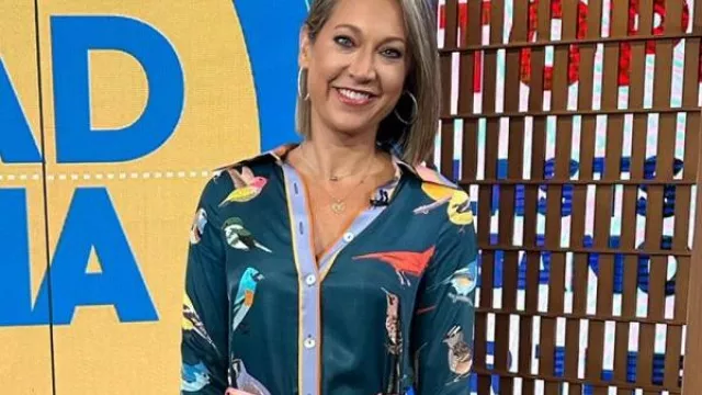 Good Morning America Ginger Zee Blue Bird Print Shirt of Ginger Zee in ...