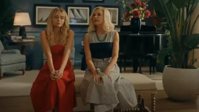 Barneys New York Cotton Striped Bustier Midi-Dress worn by Tipper ...