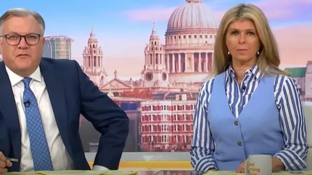 Nobody's Child Blue Tailored Waistcoat worn by Kate Garraway as seen in ...